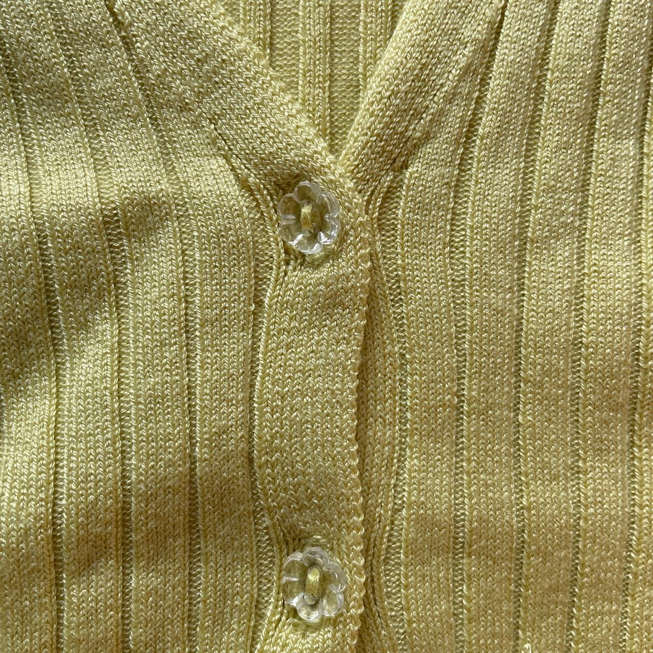 Pastel yellow button up top from Monki with cute... - Depop