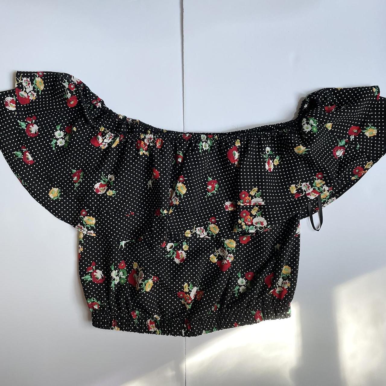 A’gaci Black Floral Polka Dot 2 Piece Set Brand... - Depop