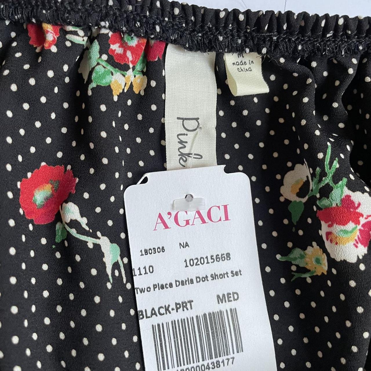 A’gaci Black Floral Polka Dot 2 Piece Set Brand... - Depop