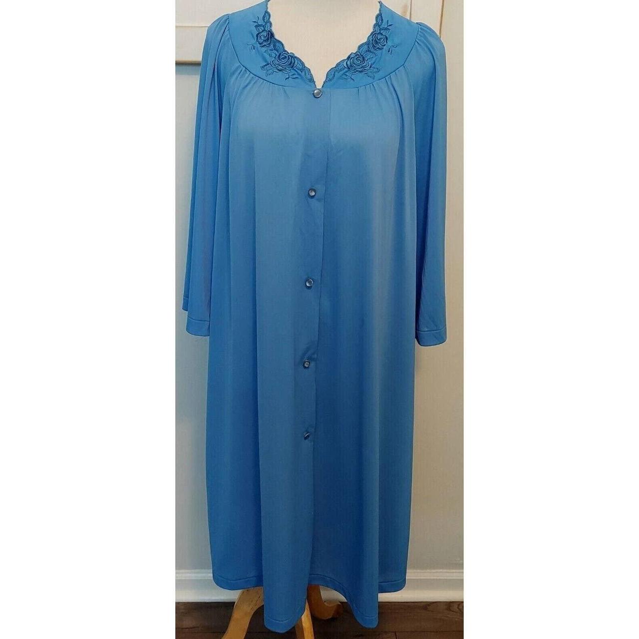 Shadowline Blue Robe Size Large Nylon 3/4 Sleeve... - Depop