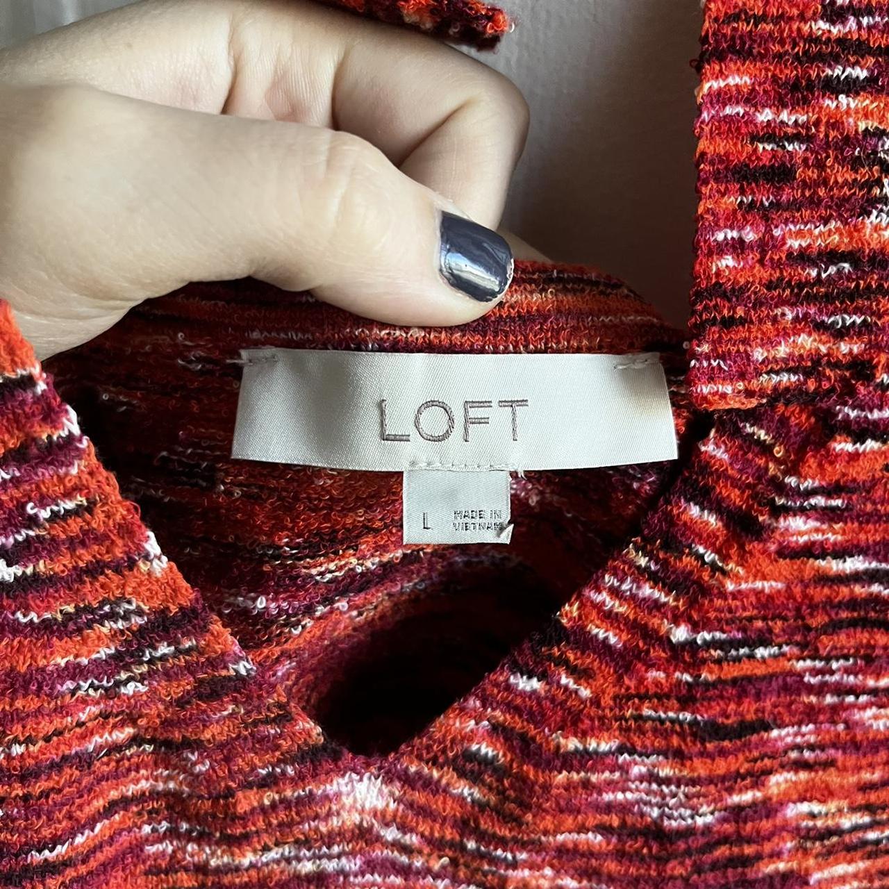 Loft Red Black and White Tie Halter Top Size Large... - Depop