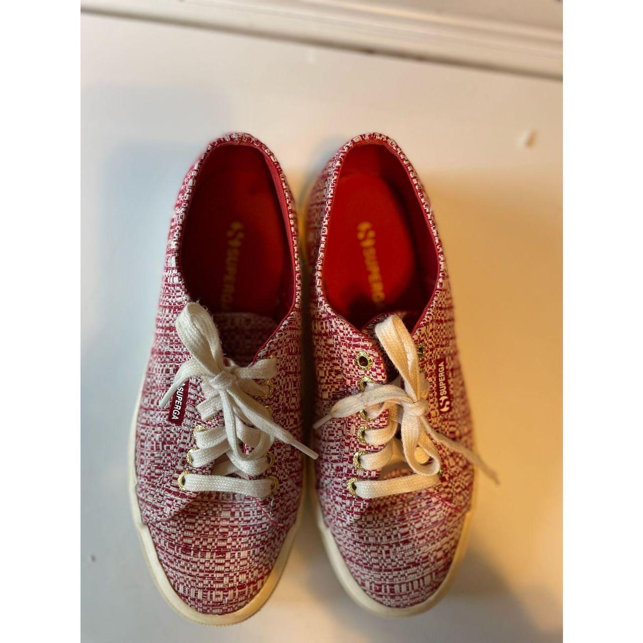 Beautiful Red Lace Up Sneakers. There is a subtle... - Depop