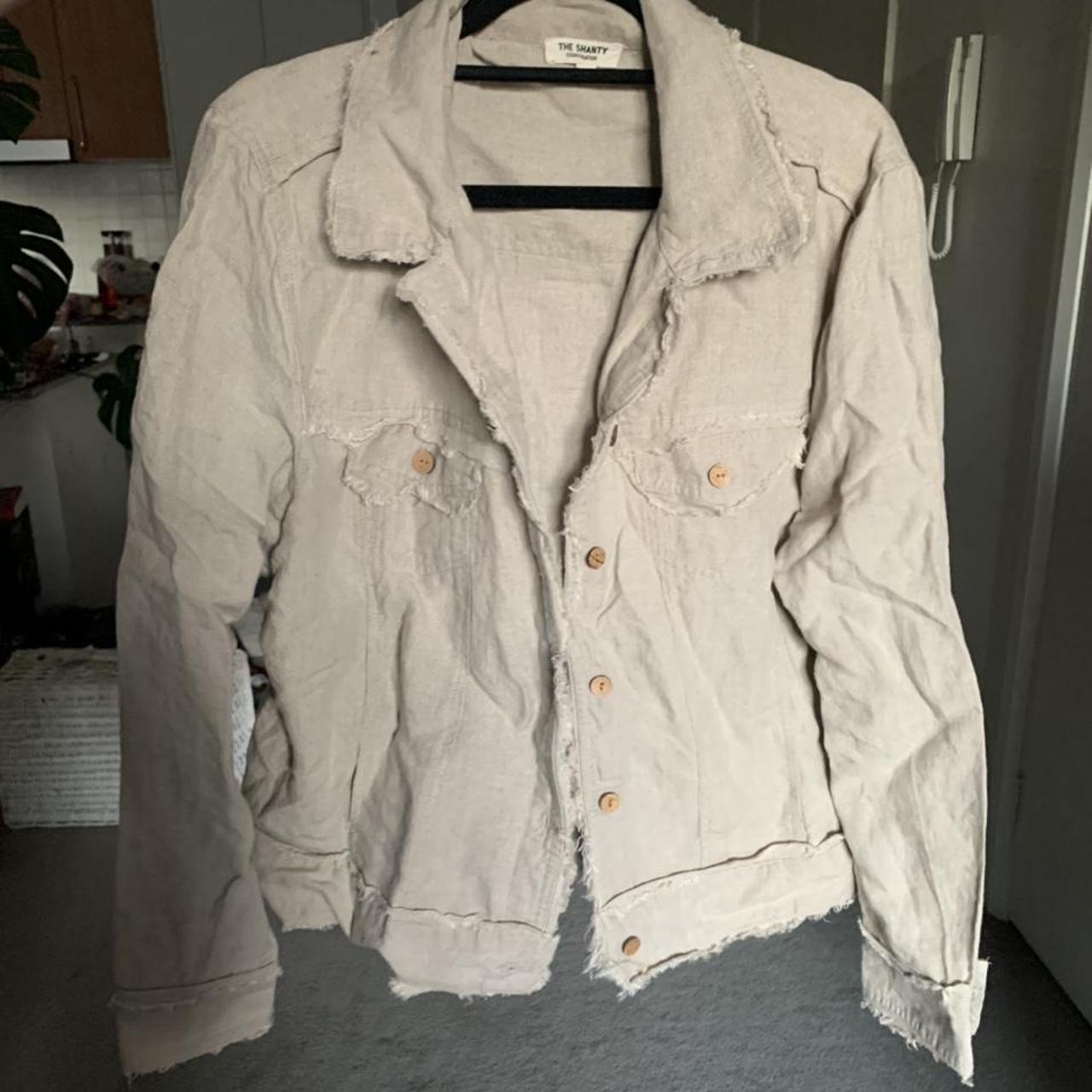 The Shanty beige linen jacket! Size small but... - Depop