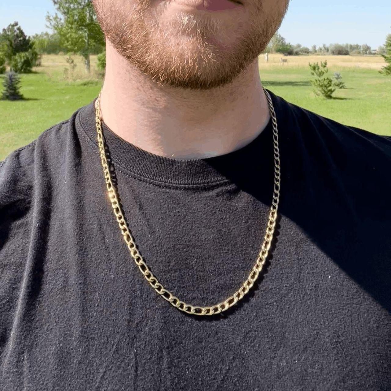 24" 14k Gold Figaro Chain Stainless Steel Waterproof... - Depop