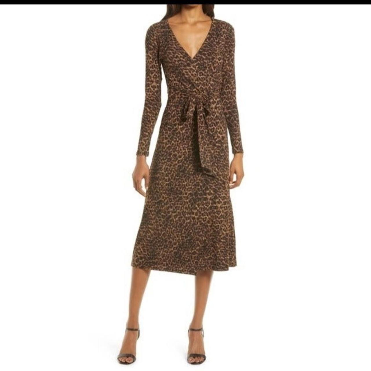 Good American leopard print wrap dress Size 2... - Depop