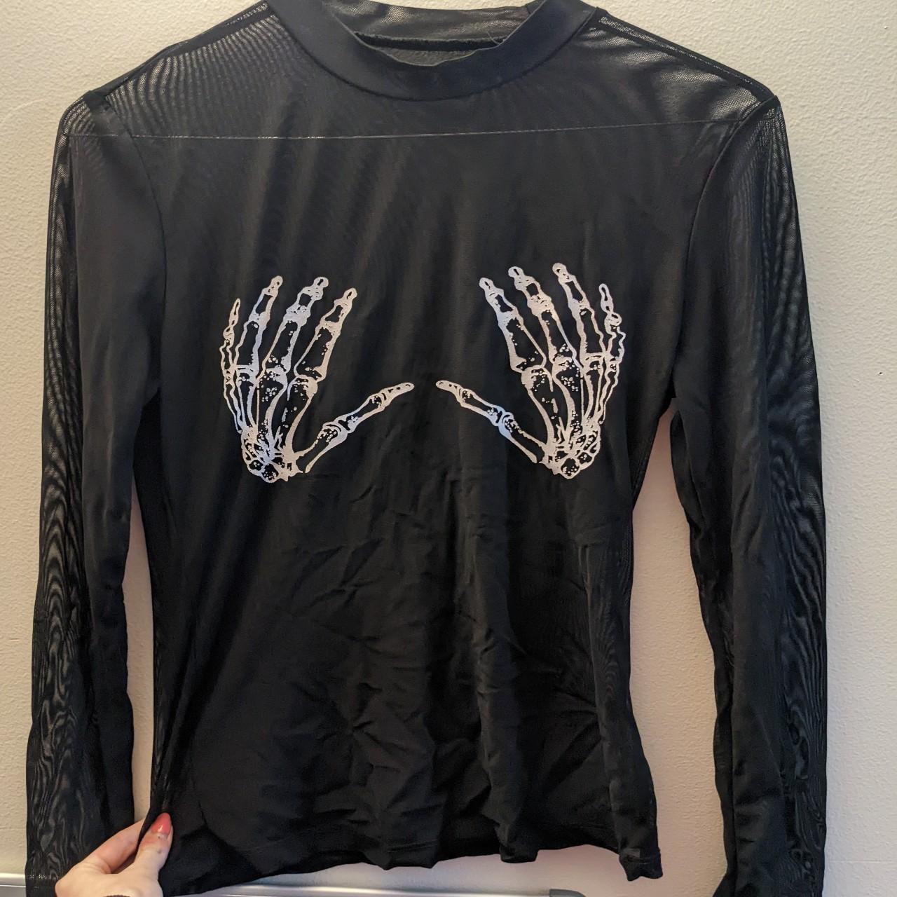 Shein Size M sheer / mesh skeleton hands top! Great... - Depop