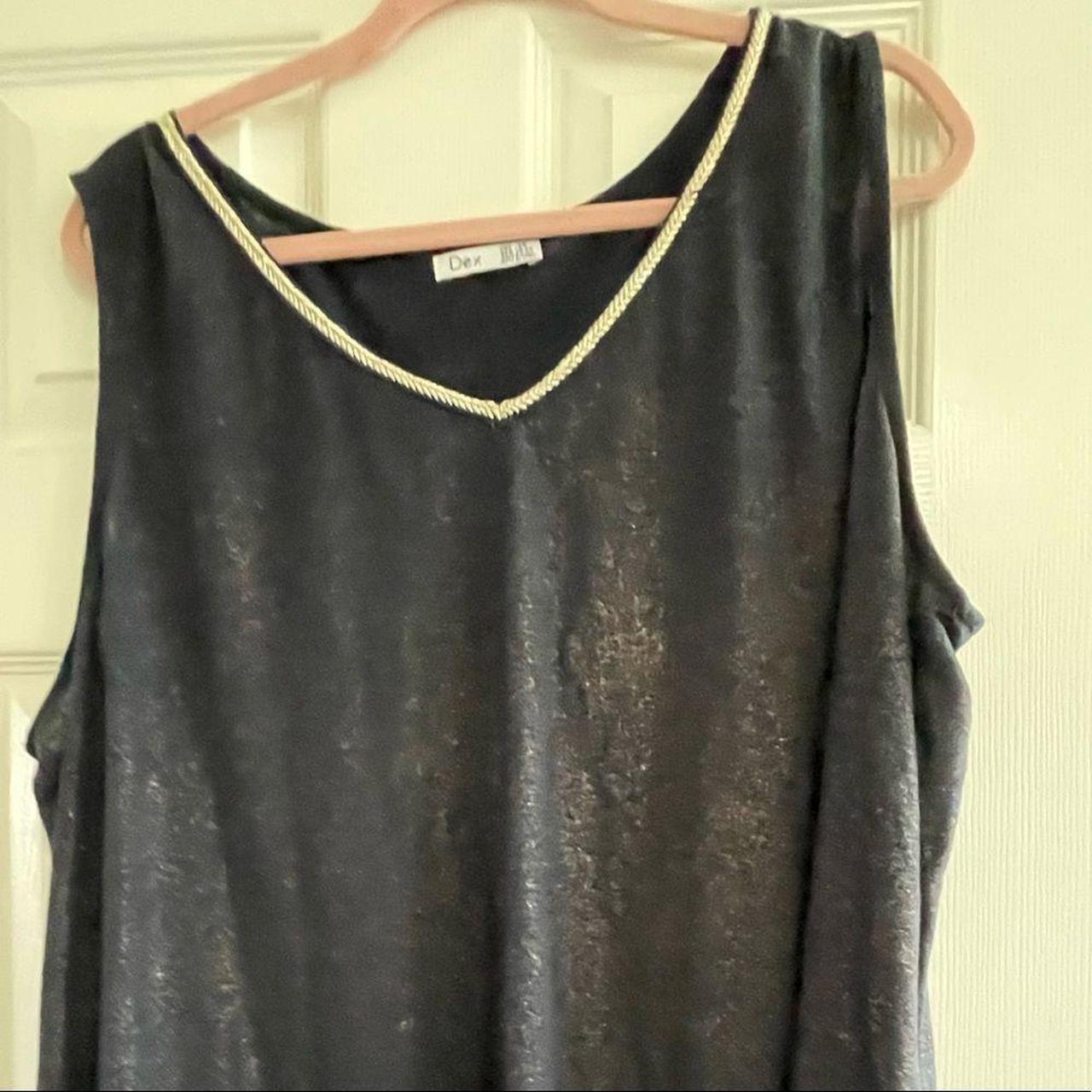 Stunning tank with gold shimmer woven into the navy.... - Depop