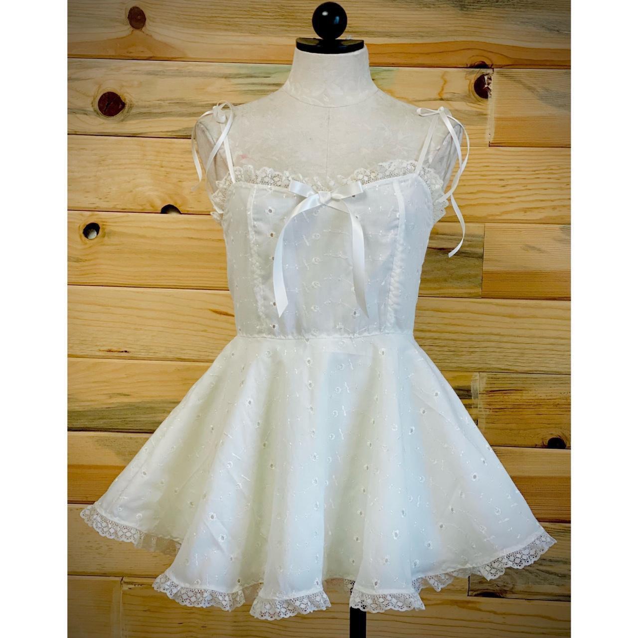 CUSTOM HANDMADE TO ORDER: -Jaz Dress. Cotton eyelet... - Depop