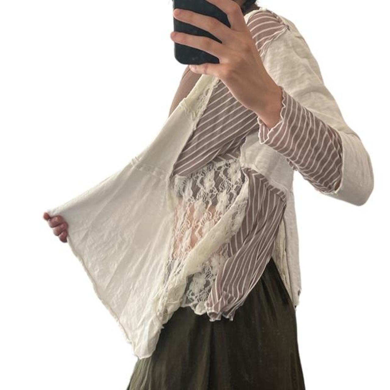 Loose Threads Women's Cream and Brown Cardigan | Depop