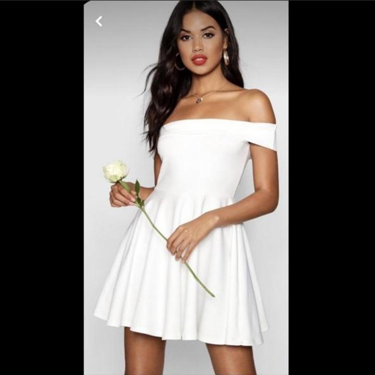 Boohoo white skater dress Label inside removed - Depop