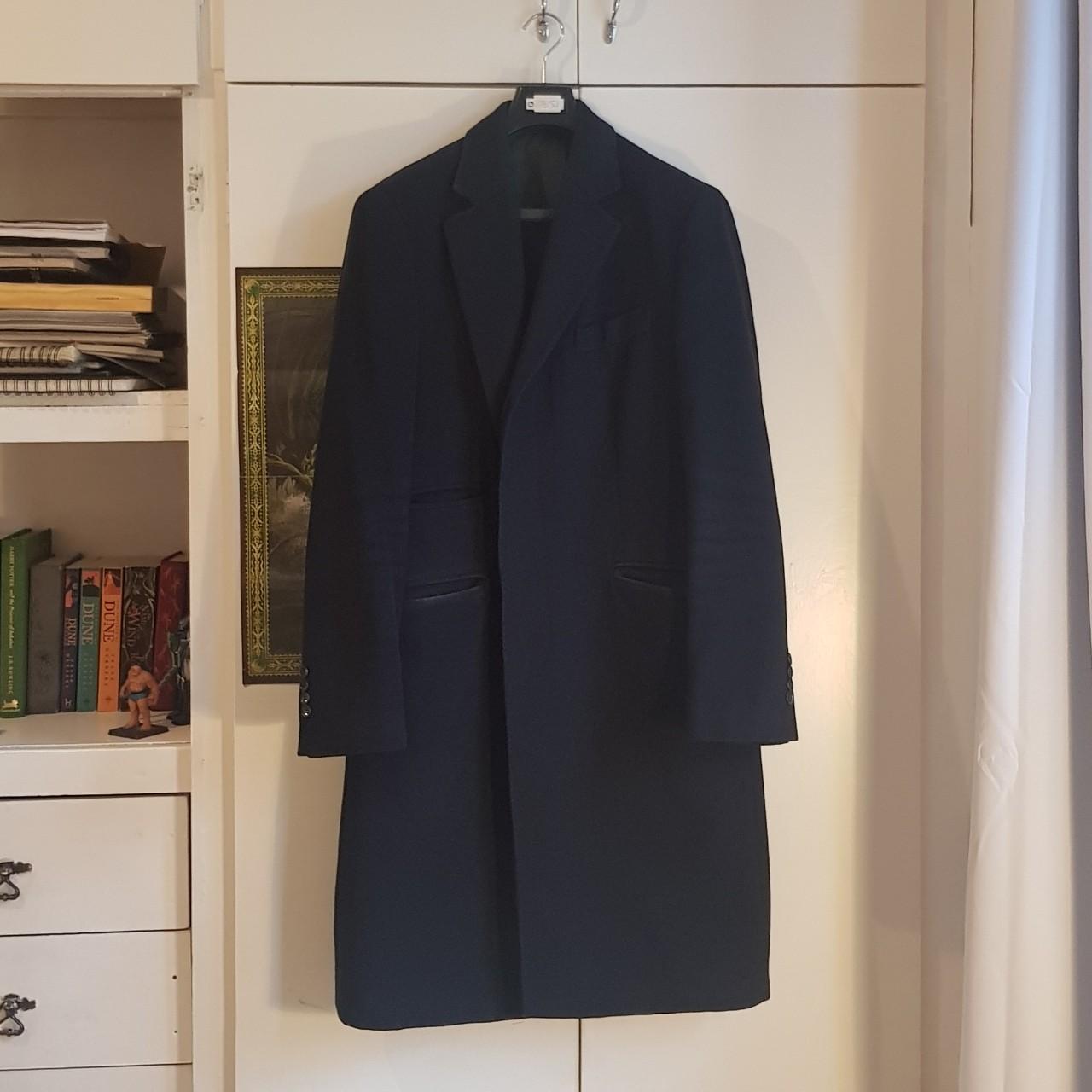 Hackett cashmere and wool overcoat navy with... - Depop