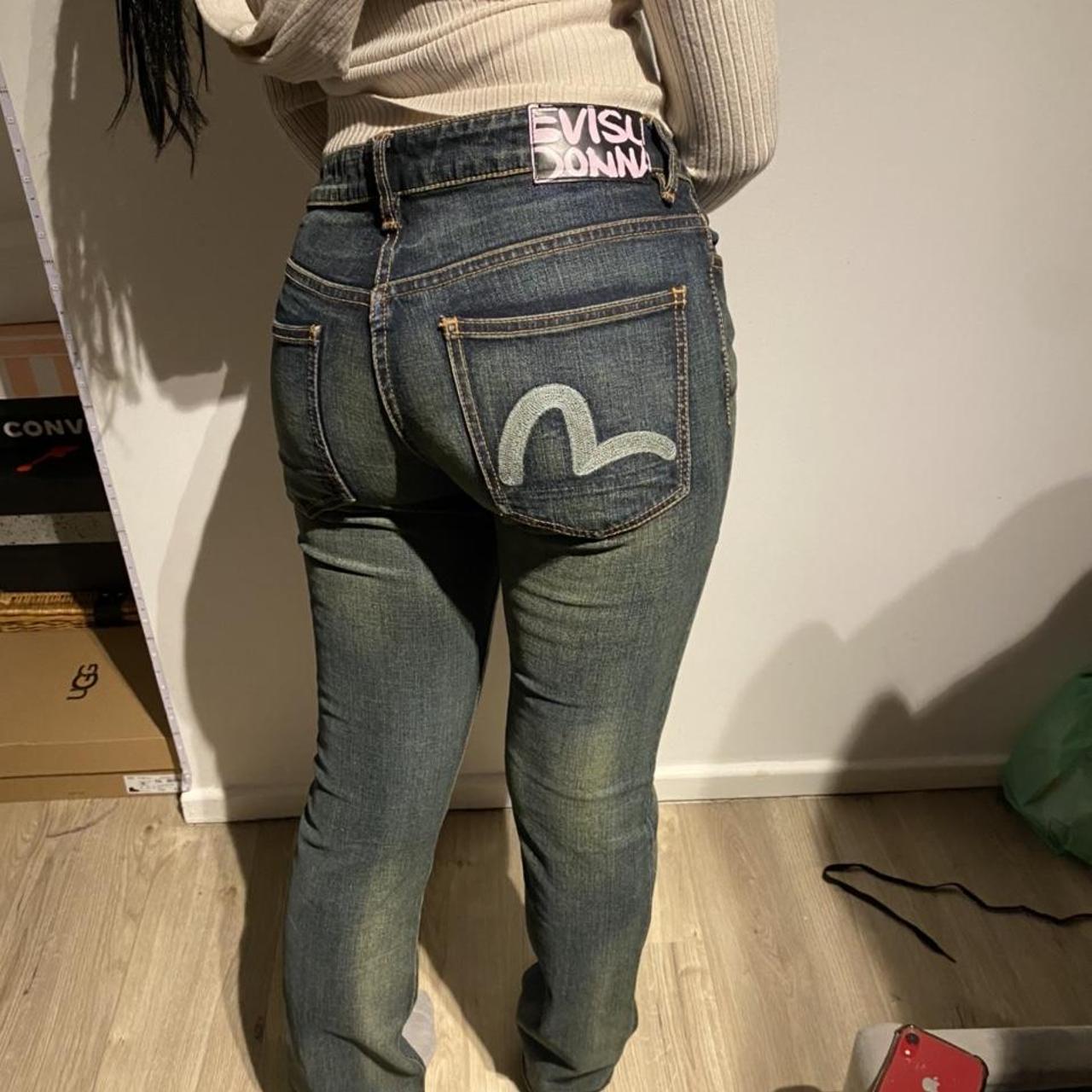 Vintage evisu jeans flared with a low waist... - Depop