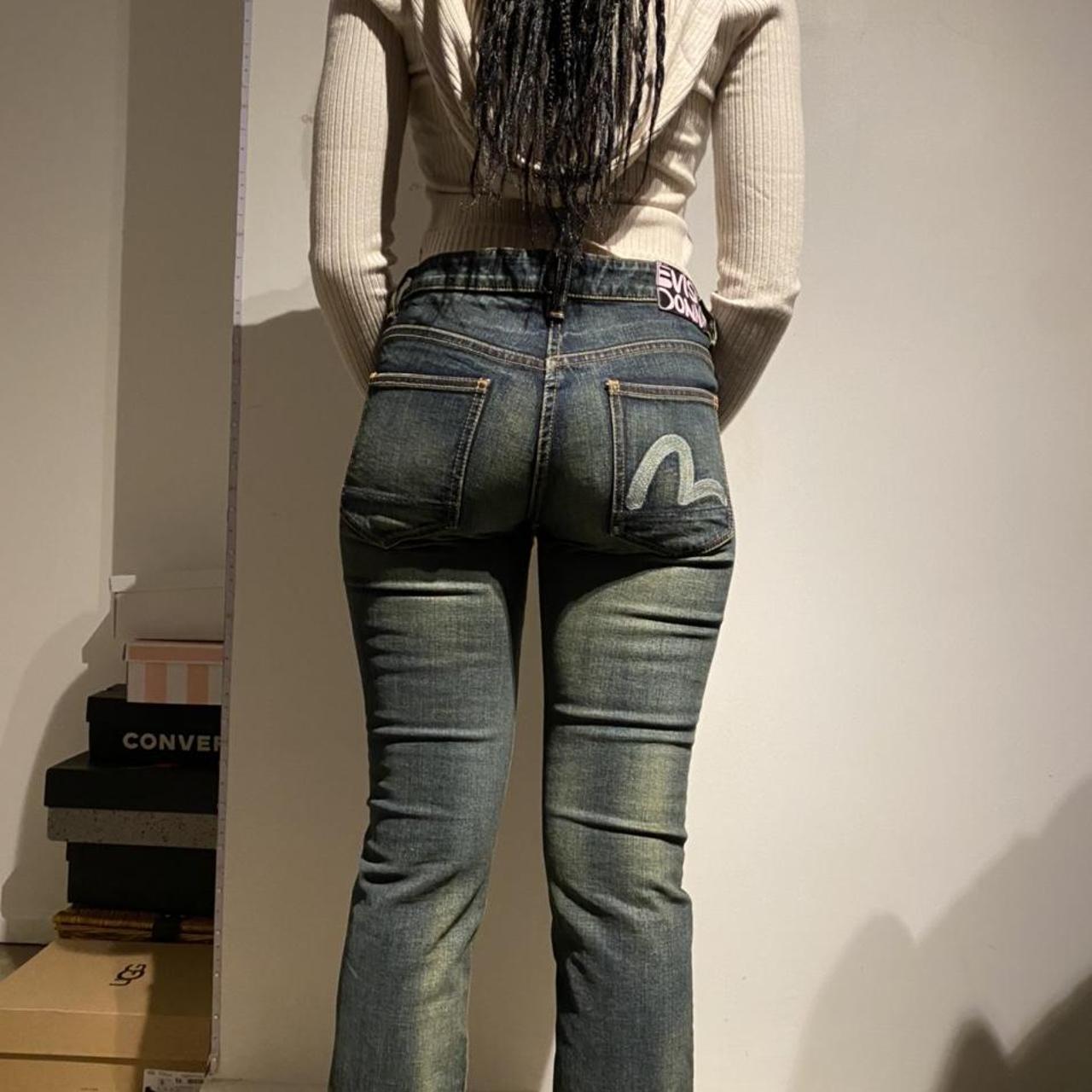 Vintage evisu jeans flared with a low waist... - Depop