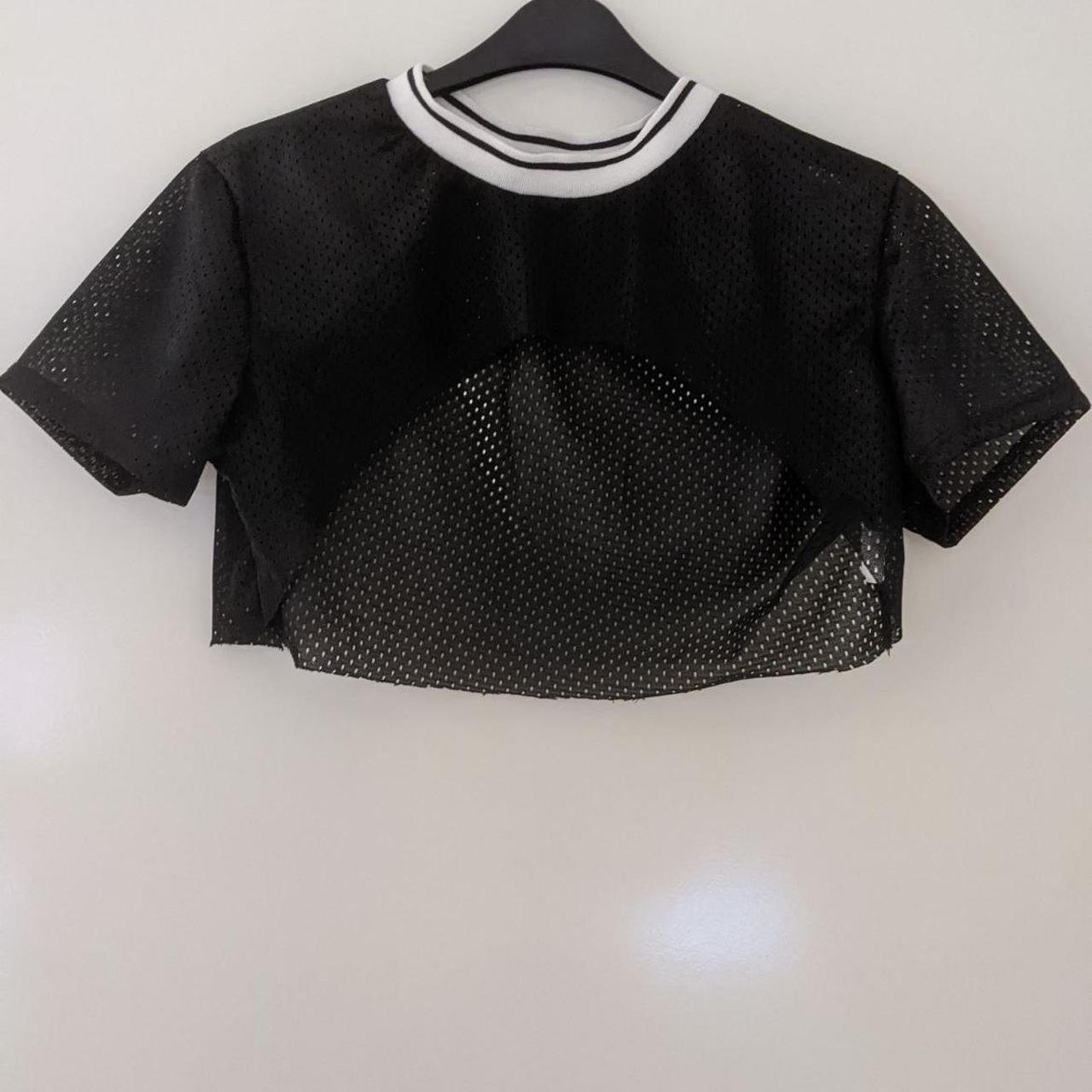 Cropped Mesh Sports Top ️ Never Worn ️ Size M... - Depop
