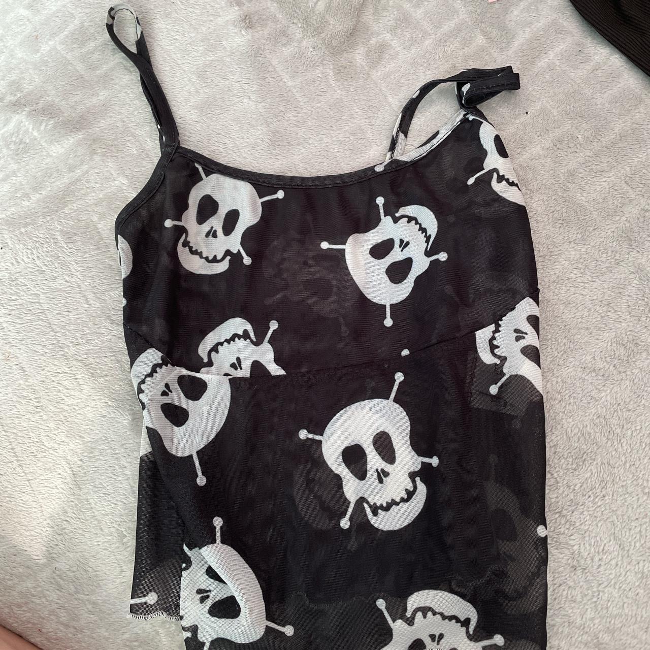 skull crop top #emo #skull #croptop #skeleton #goth - Depop
