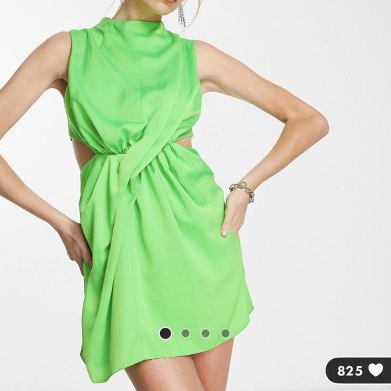 Asos green cut out dress Size 8 Worn once for a few... - Depop