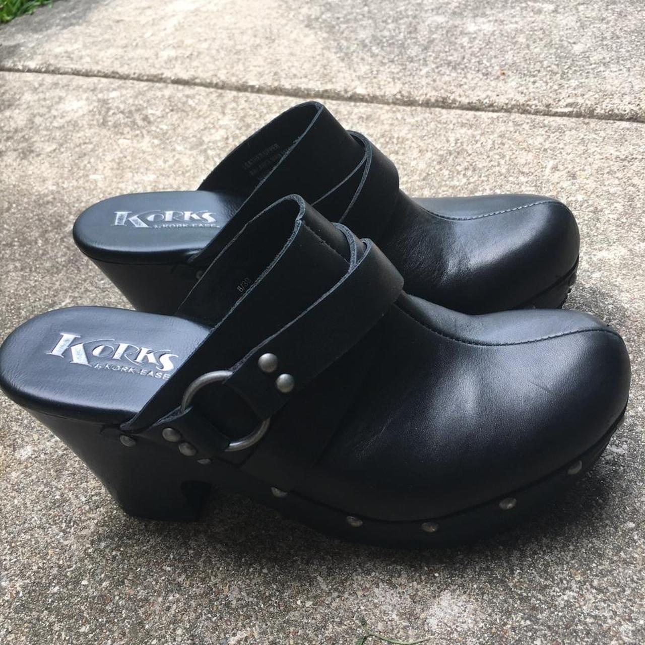 Black vintage mule clogs with stud and strap details... - Depop