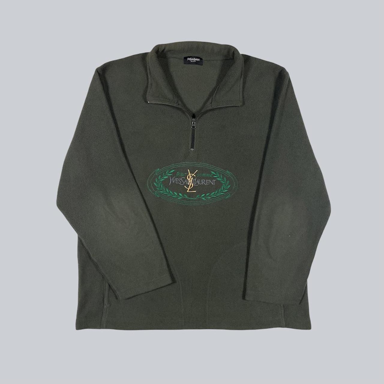 Yves Saint Laurent Fleece Dark green with... - Depop