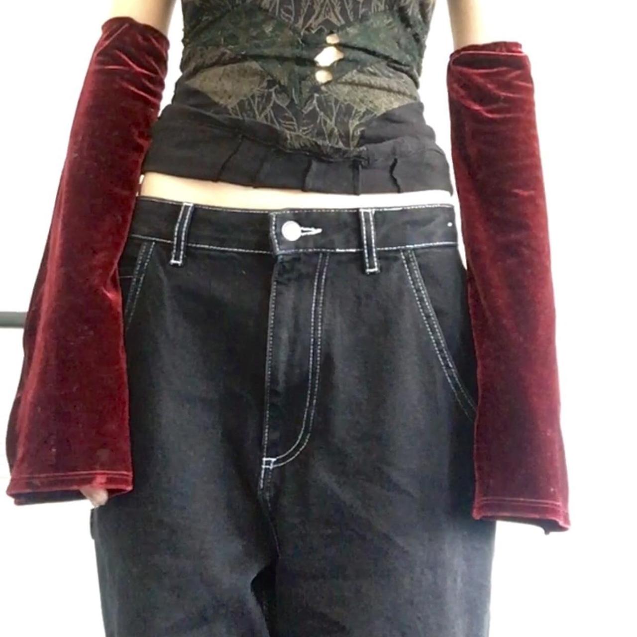 v nice red velvet flare sleeves custom made,,... - Depop