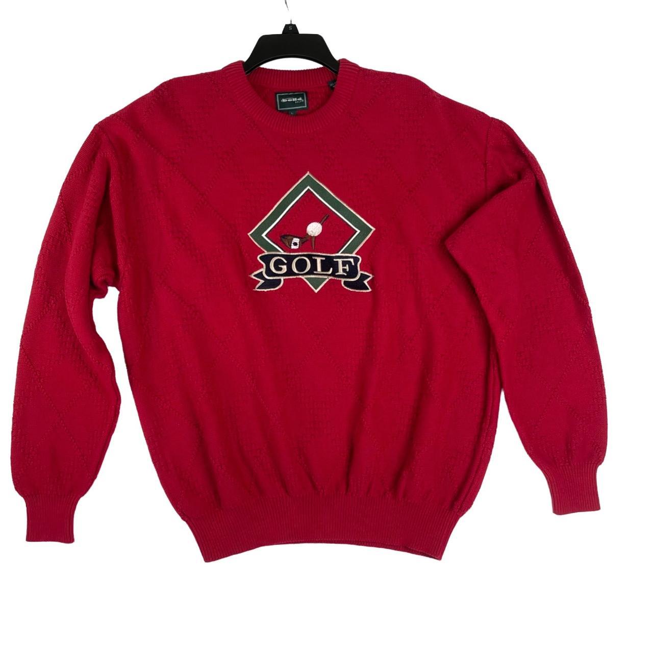 Men’s vintage sweater red 100% cotton crew neck.... - Depop