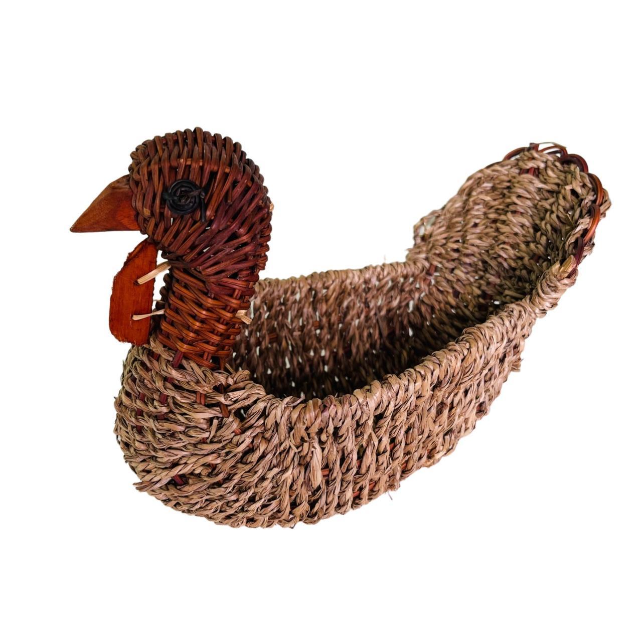 Vintage turkey shaped wicker rattan basket. Great... - Depop