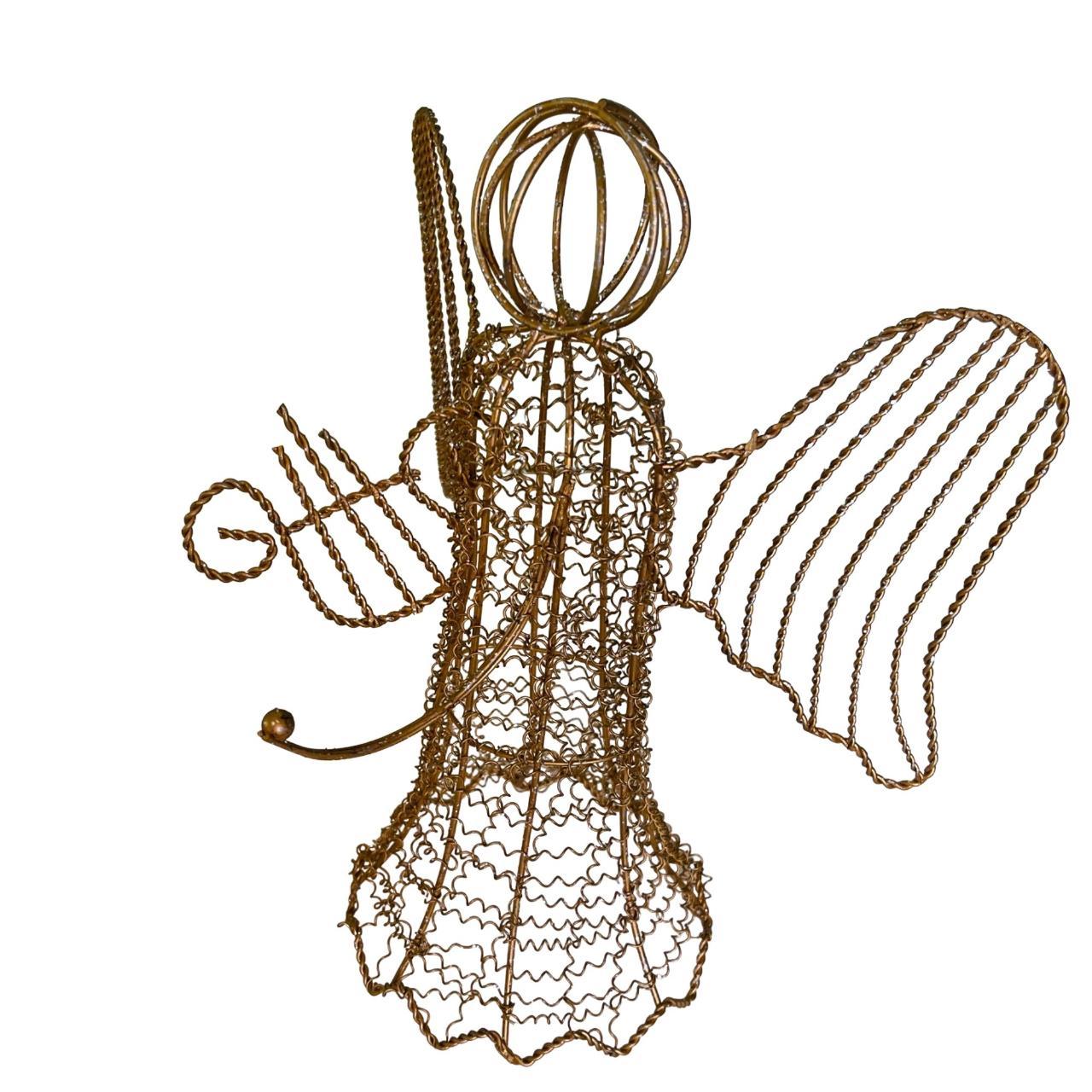 Handmade Gold Wire Angel Sculpture Figurine Abstract... - Depop