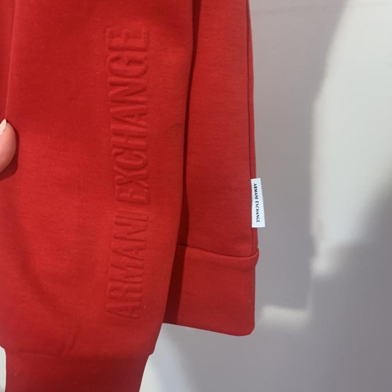 Armani Exchange Red Zip up with hood NEVER WORN... - Depop