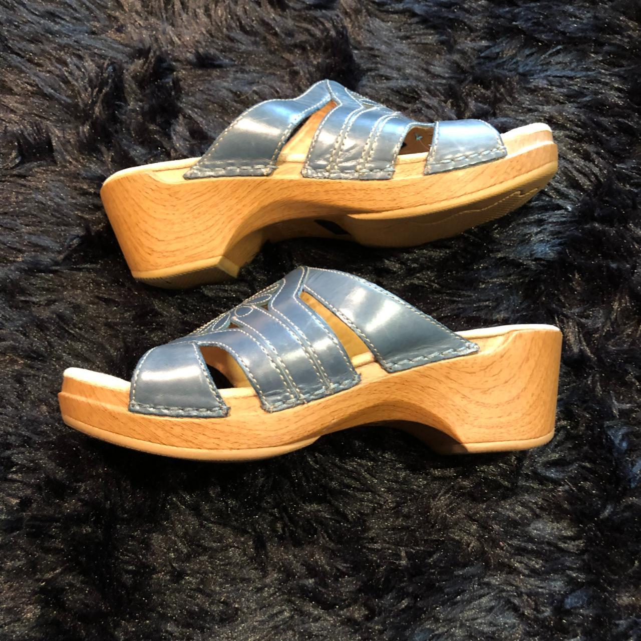 Dansko Slide Sandals Size 38 Light Blue Leather... - Depop