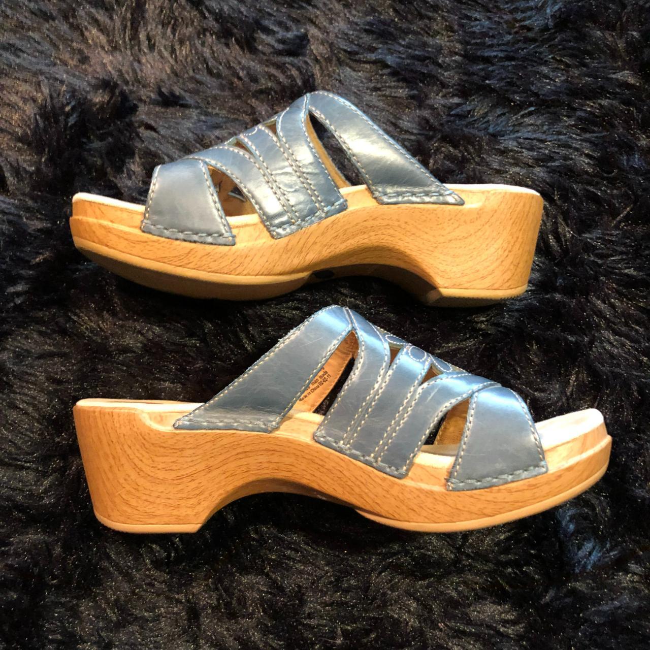 Dansko Slide Sandals Size 38 Light Blue Leather... - Depop