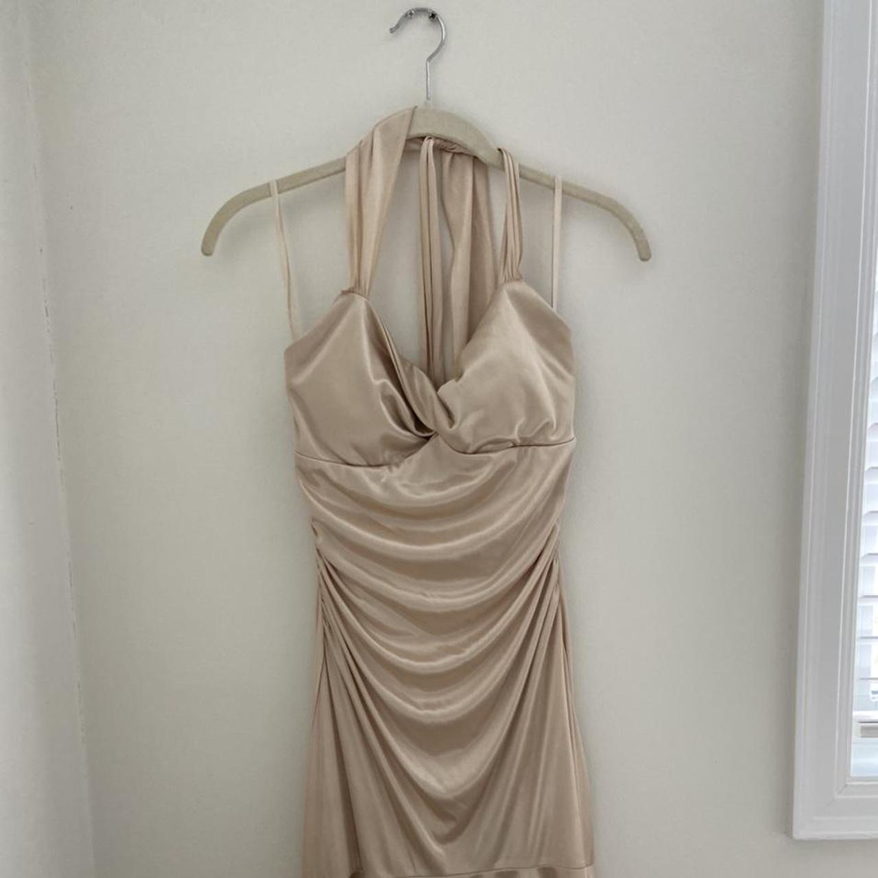 vintage y2k satin cream formal/prom dress -brand:... - Depop