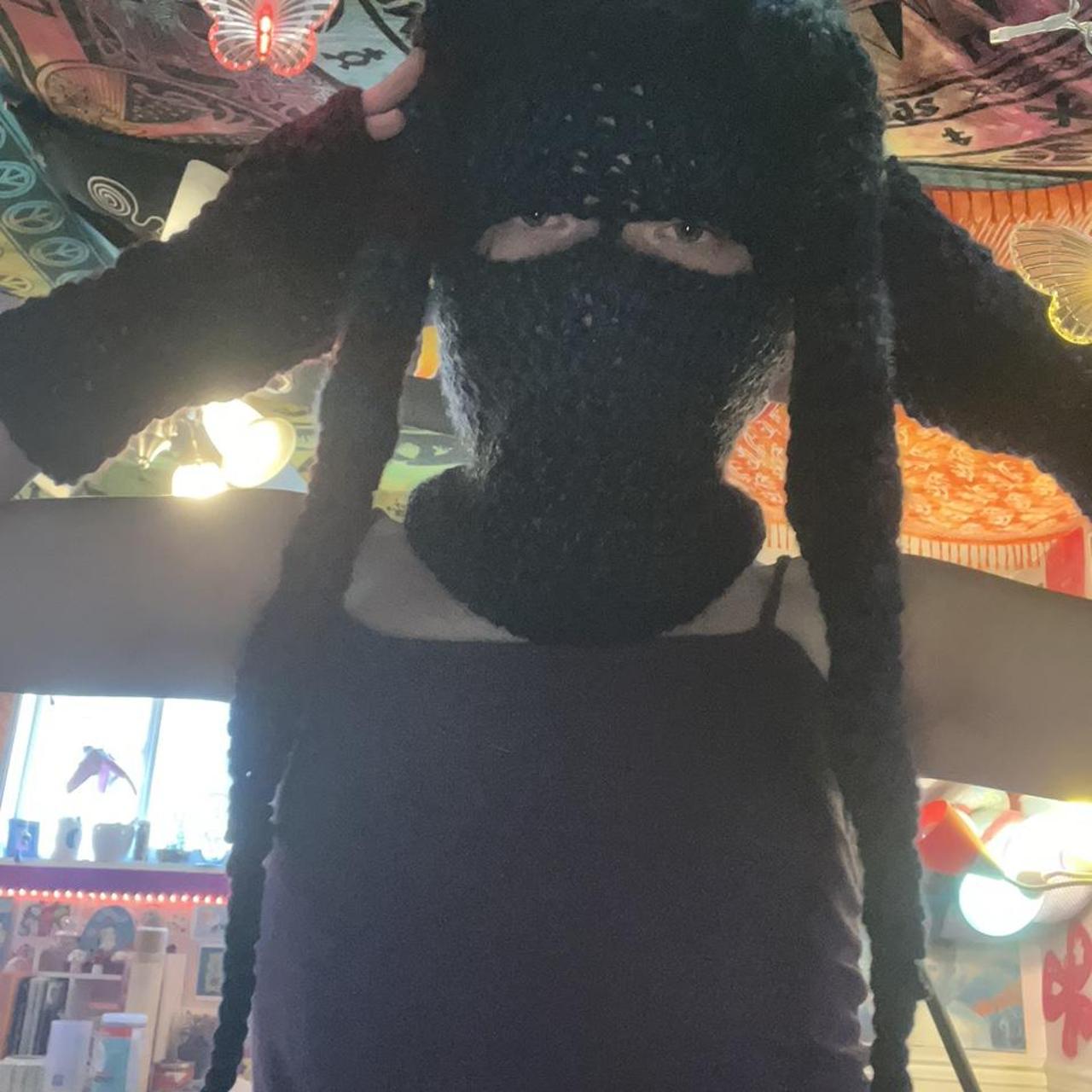 Crochet jester ski mask and matching gloves handmade... - Depop