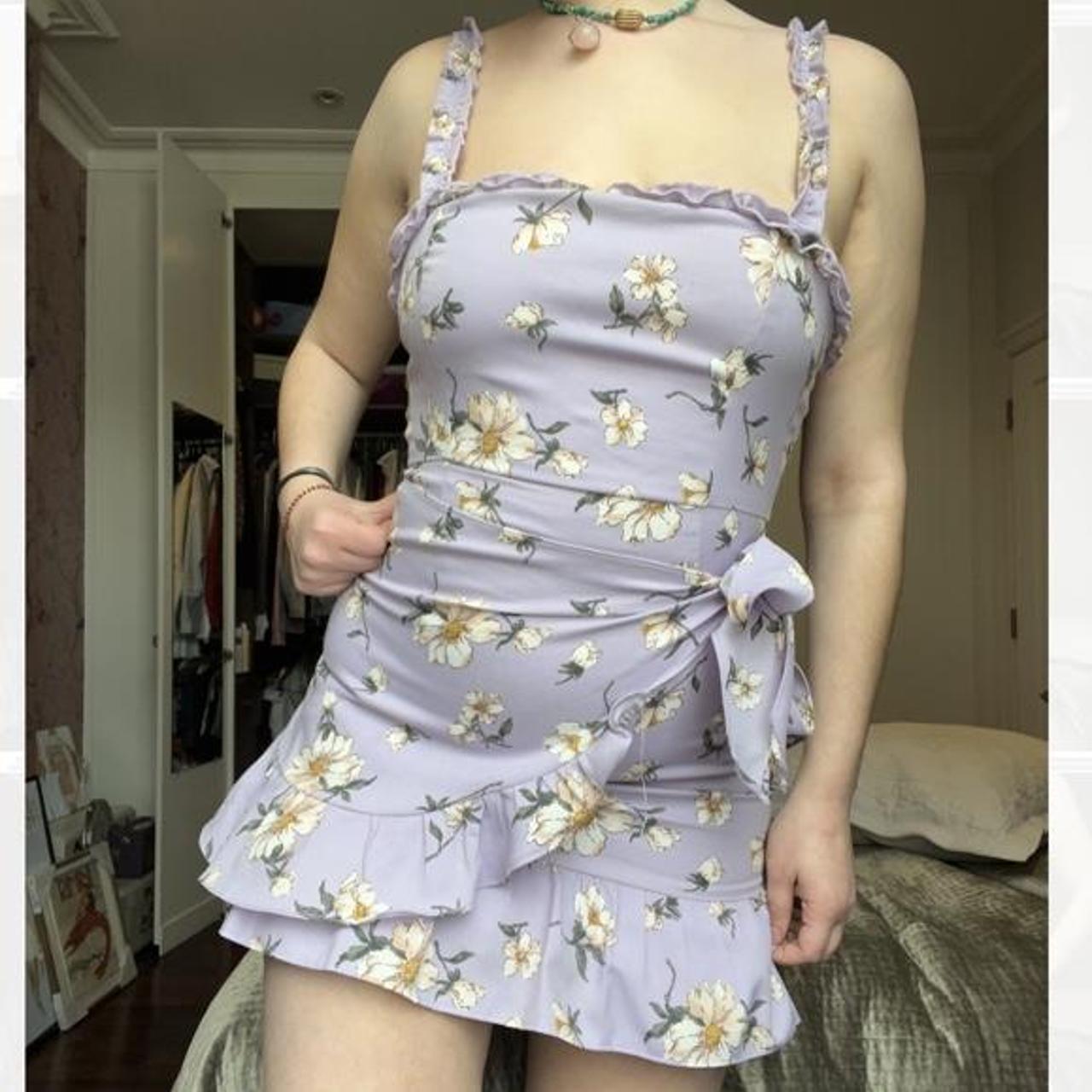 Lilac floral princess polly summer dress - Depop