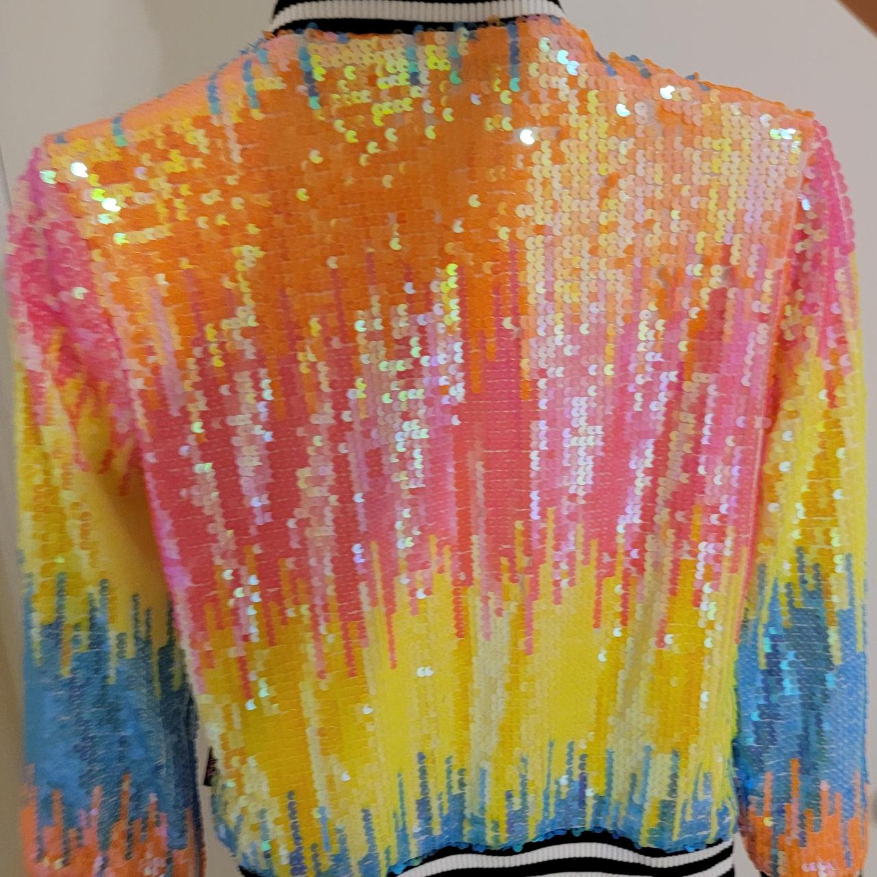 JoJo's Closet Jojo Siwa Neon Rainbow Sequin Jacket G... - Depop