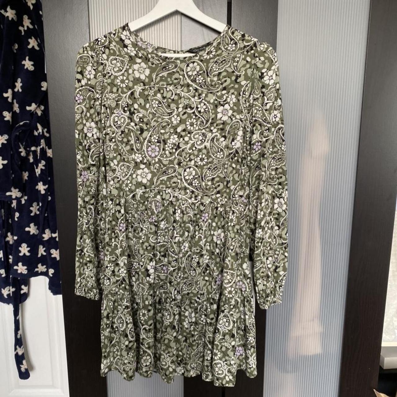 Miss Selfridge Asos Tiered Mini Paisley Green Dress Depop