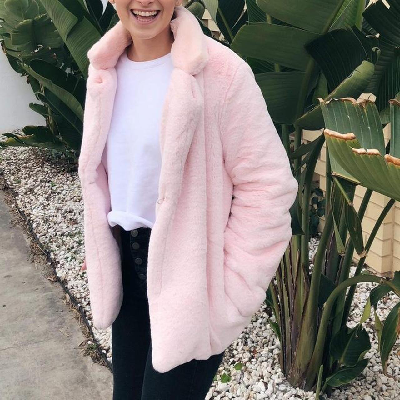 ATMOS & HERE fluffy pink jacket, size 10. Purchased... - Depop