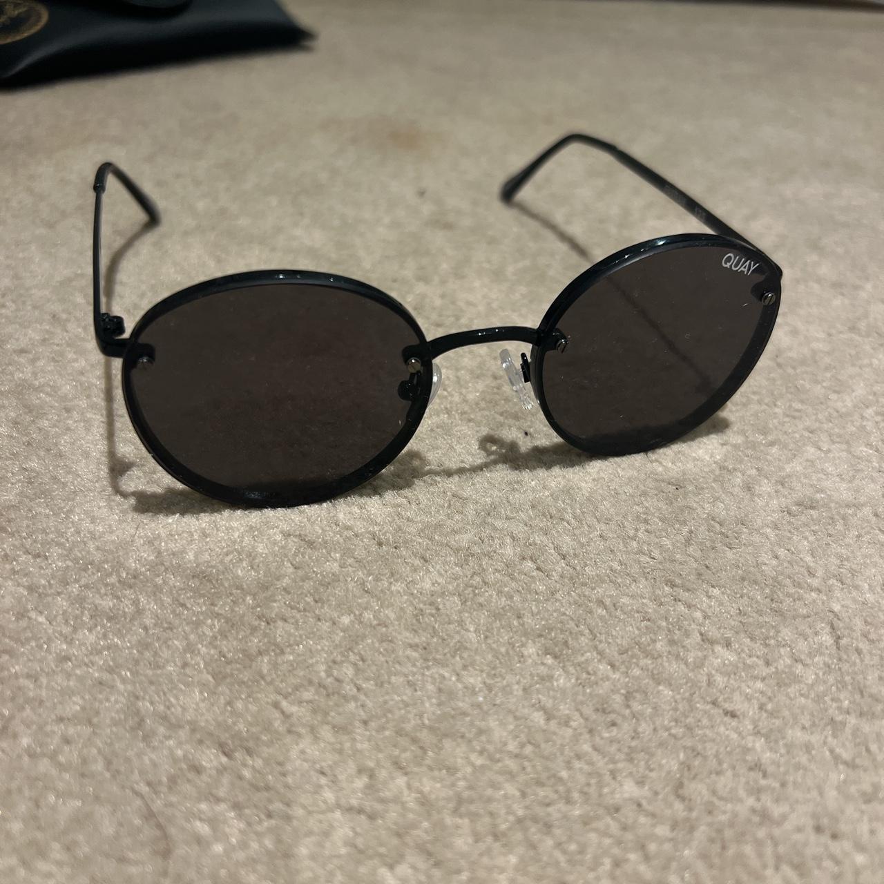 Quay oval black sunglasses with case - never worn... - Depop