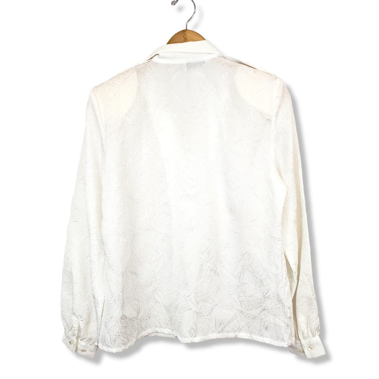 Vintage Ivory white button up blouse by Gailord with... - Depop