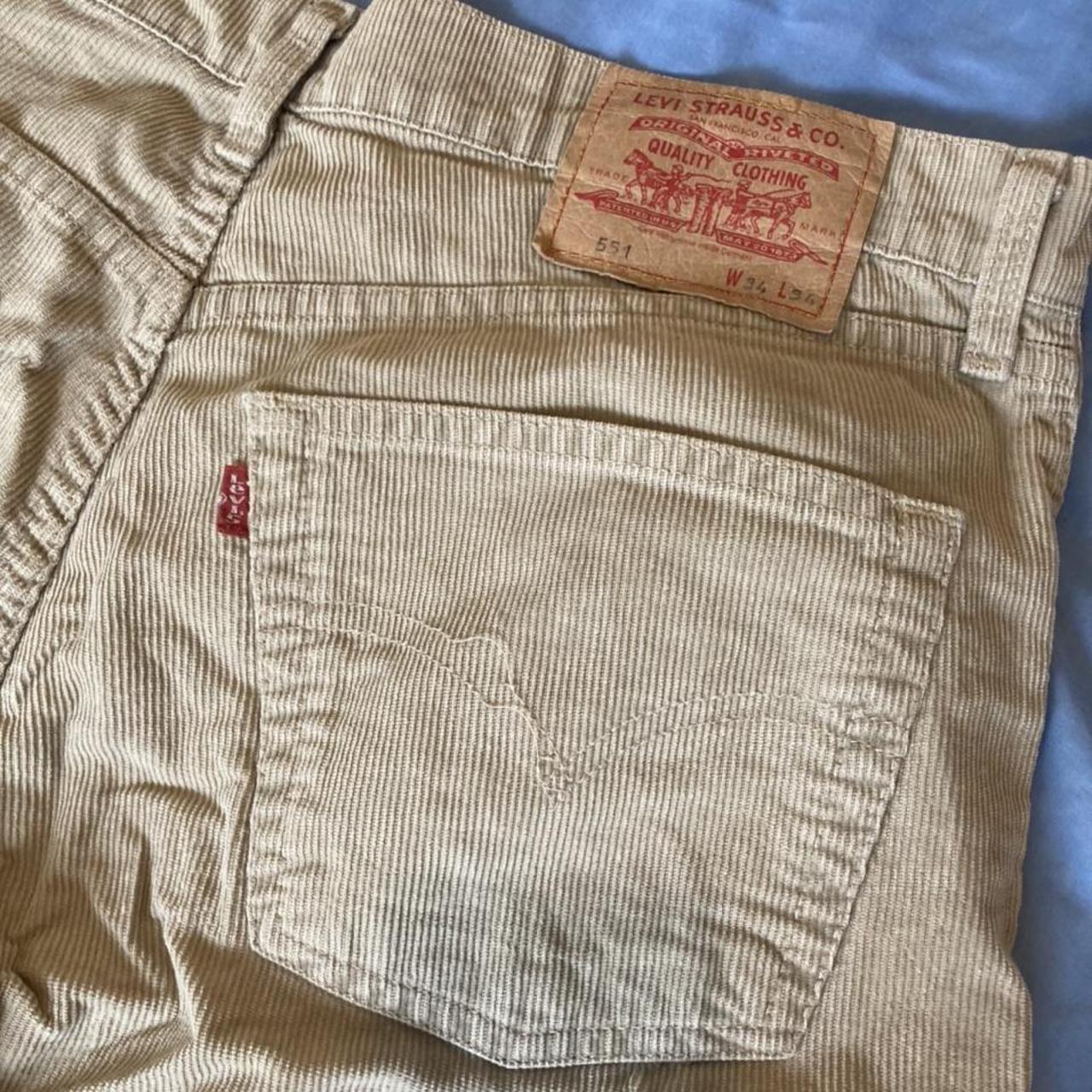 Vintage Levis 551 beige cords W34 L34 but 32W for... - Depop
