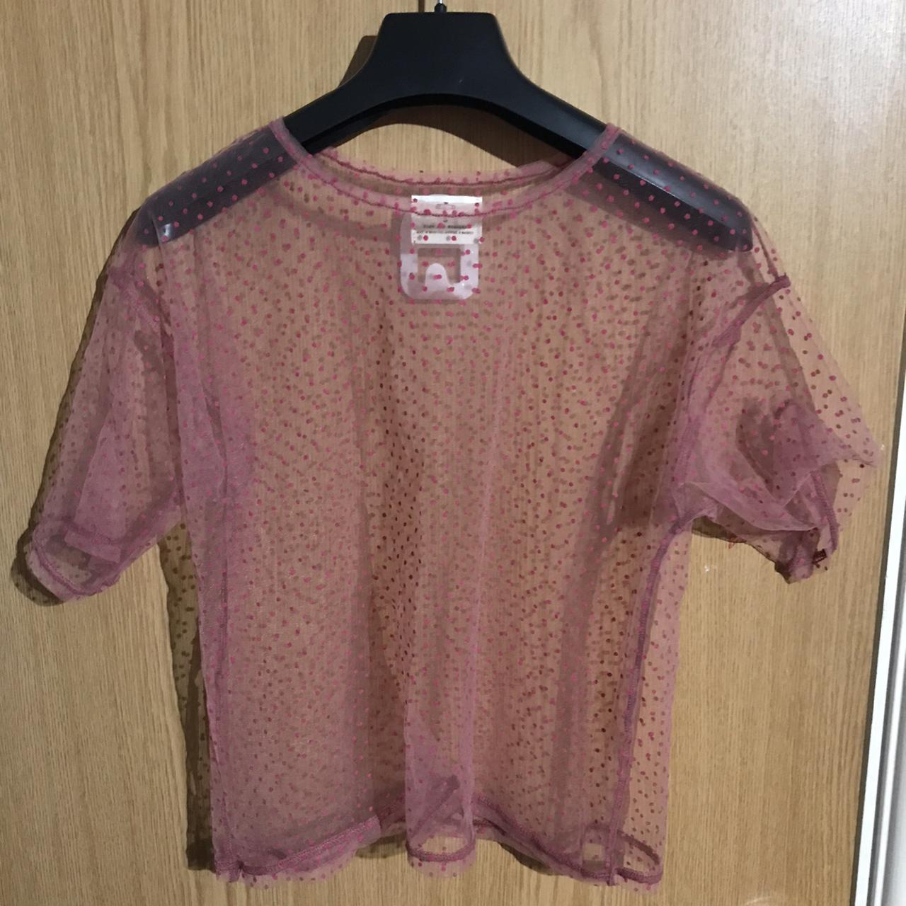 Urban Outfitters pink mesh spotty top So cute and... - Depop