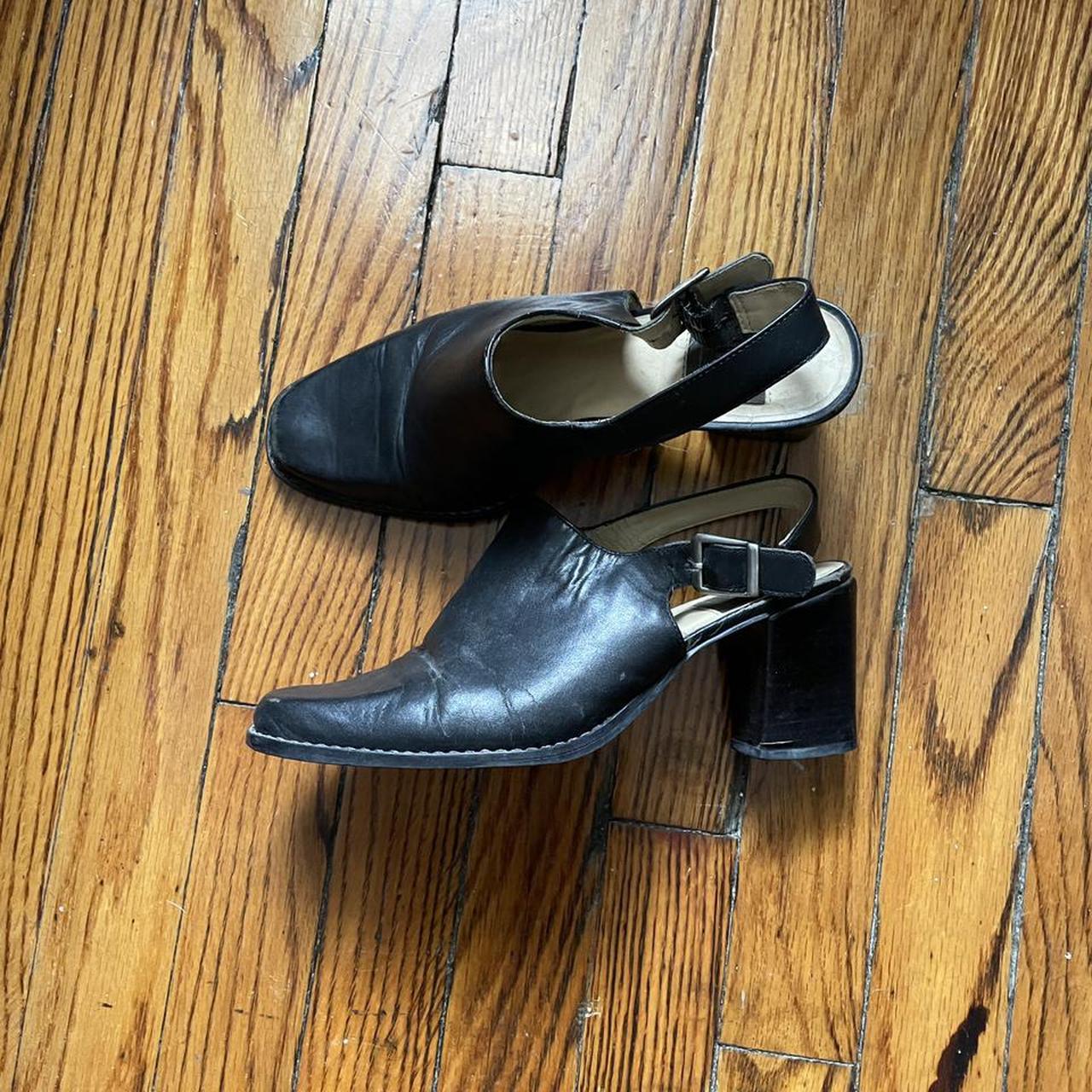 Vintage sling back mules, Made in Brazil, some... - Depop