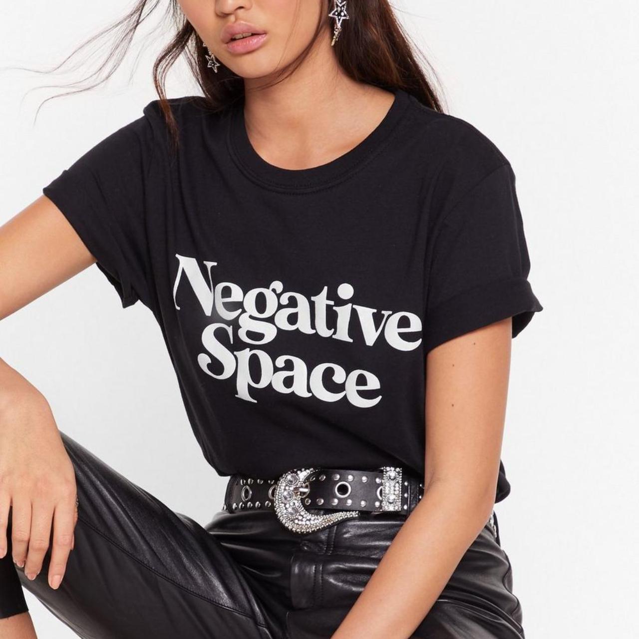 Negative Space Tee Black cotton with white text... - Depop