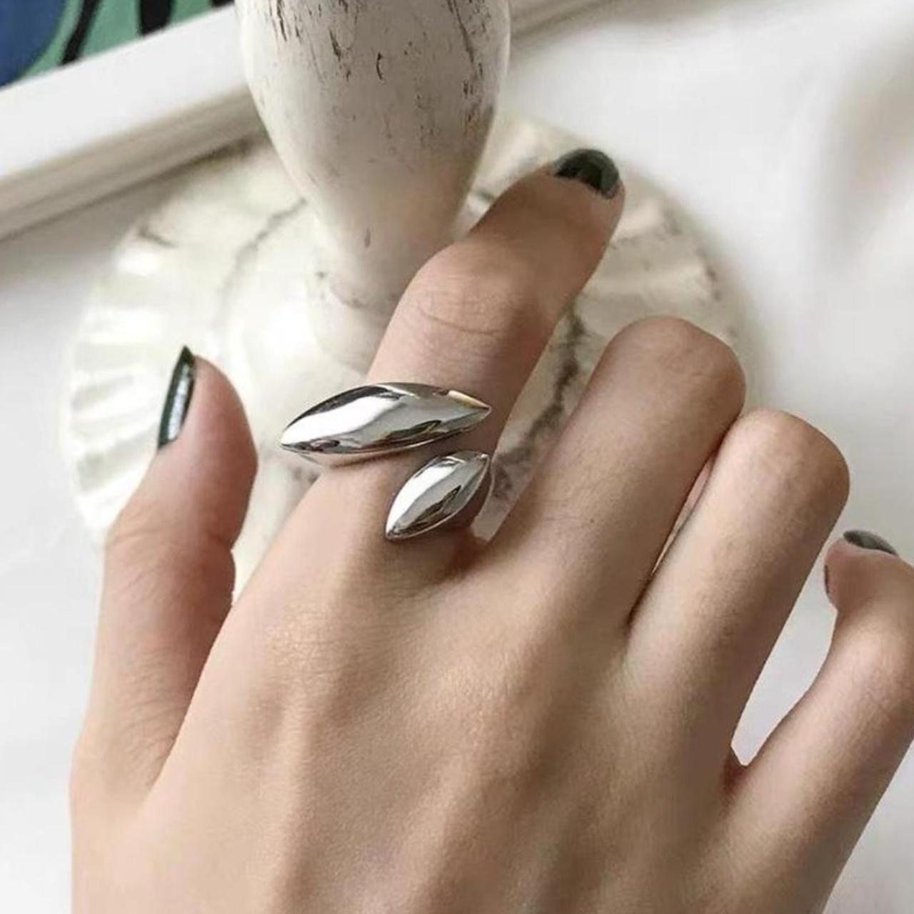 Bold Irregular silver Ring Uneven,Streetwear... - Depop