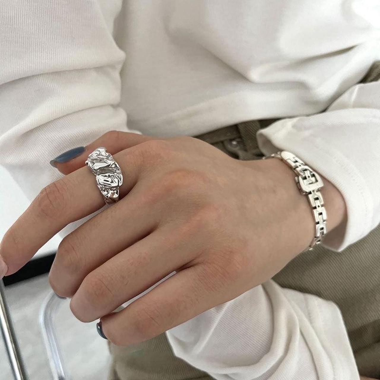 Chunky Silver Irregular Open Rings Trend 2022... - Depop