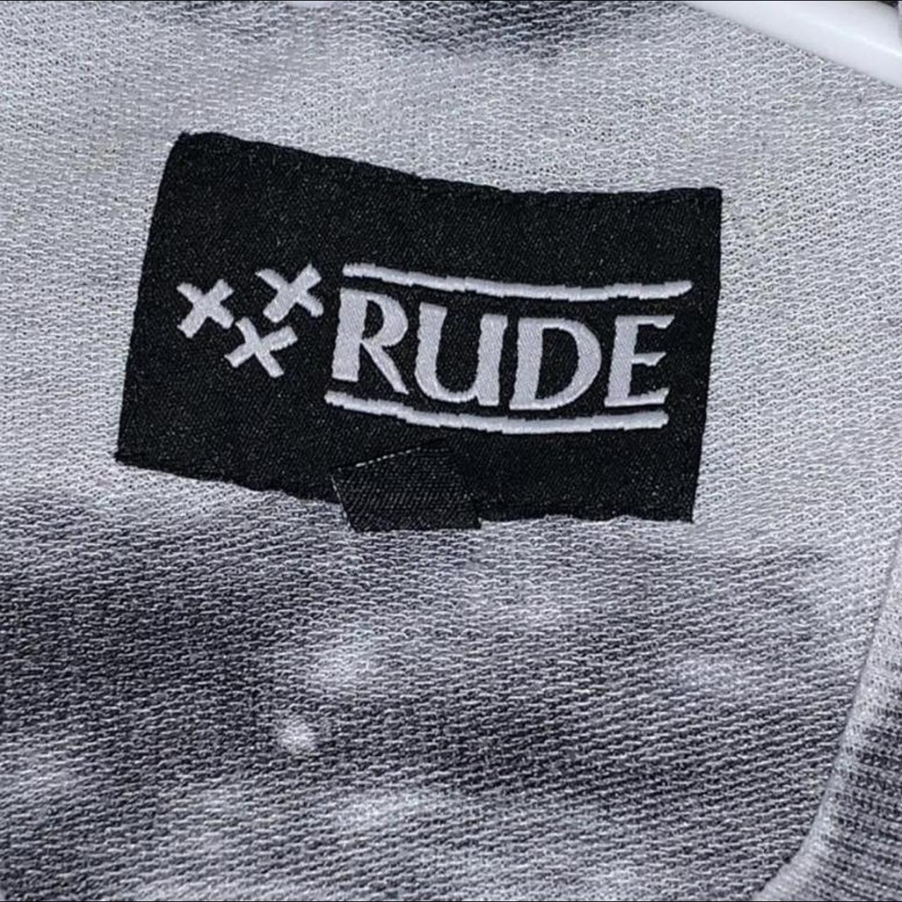 XXX RUDE Women's Grey and Black Shirt | Depop