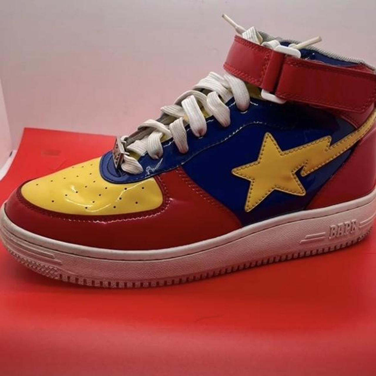 Red yellow and blue bapstas size 8.5 #bapestas #bape... - Depop