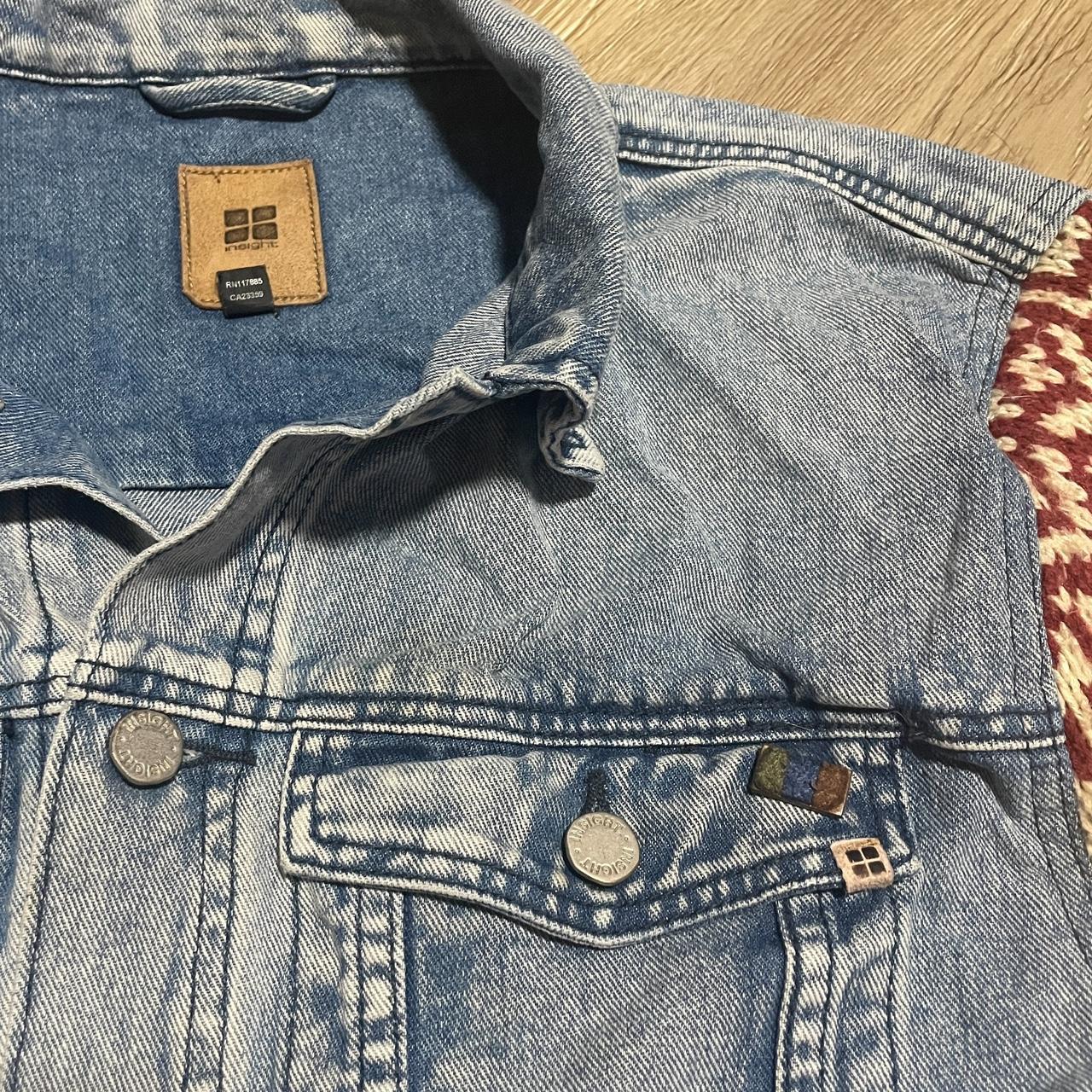 Insight knit and denim jacket with textile Size:... - Depop