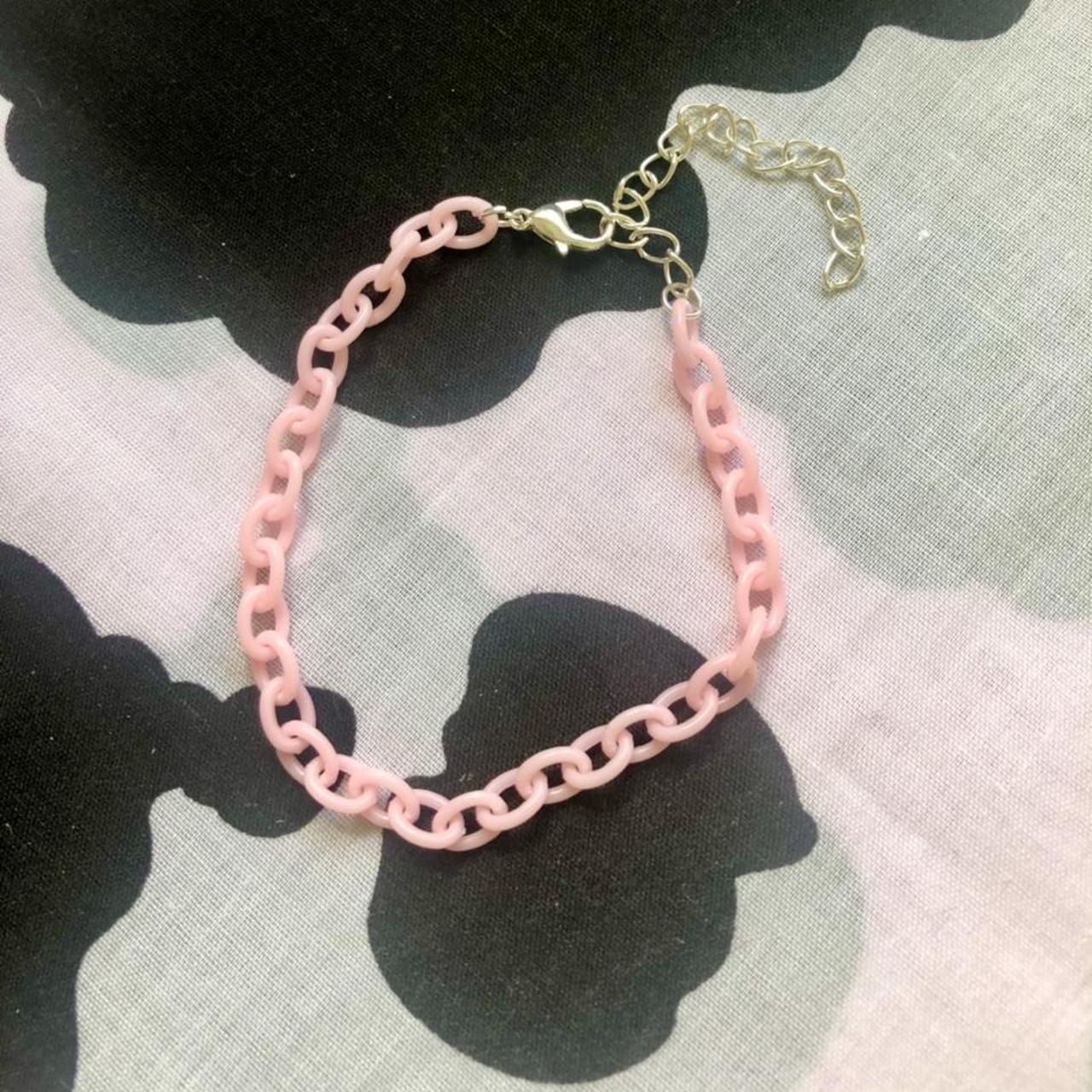 Pink Plastic Chain Link Bracelet for Individual... - Depop