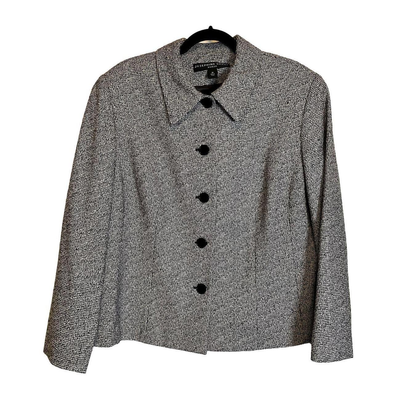 Y2K 99’s 100% silk black and white patterned jacket... - Depop