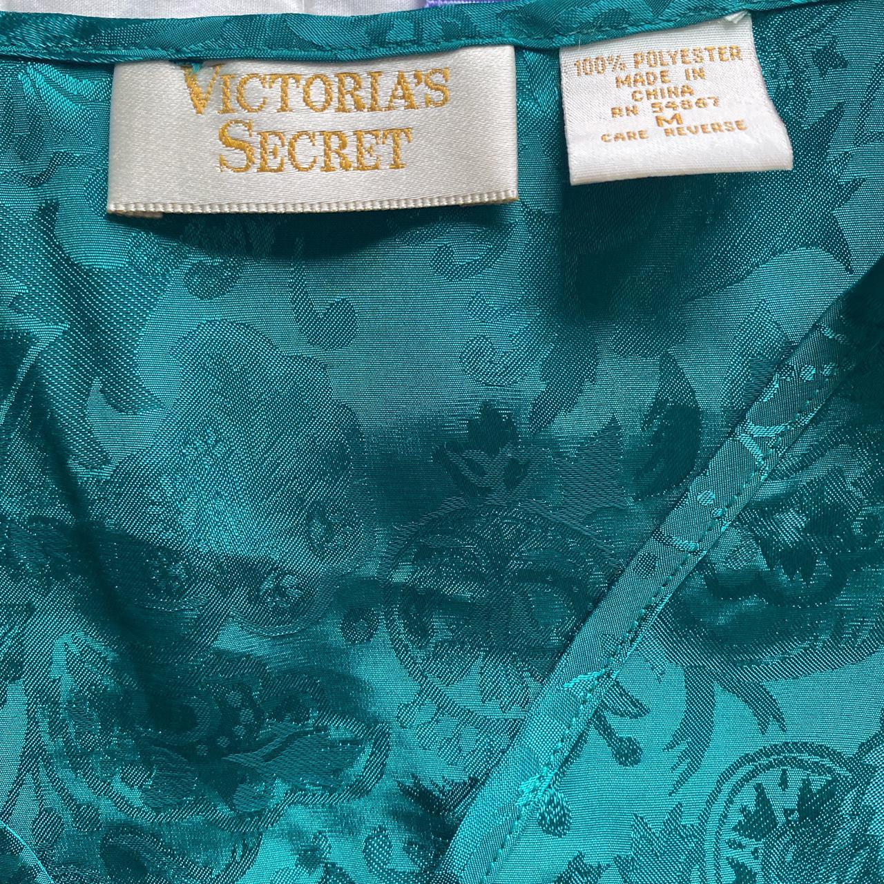 Victorias Secret Gold Label Green Patterned Satin... - Depop
