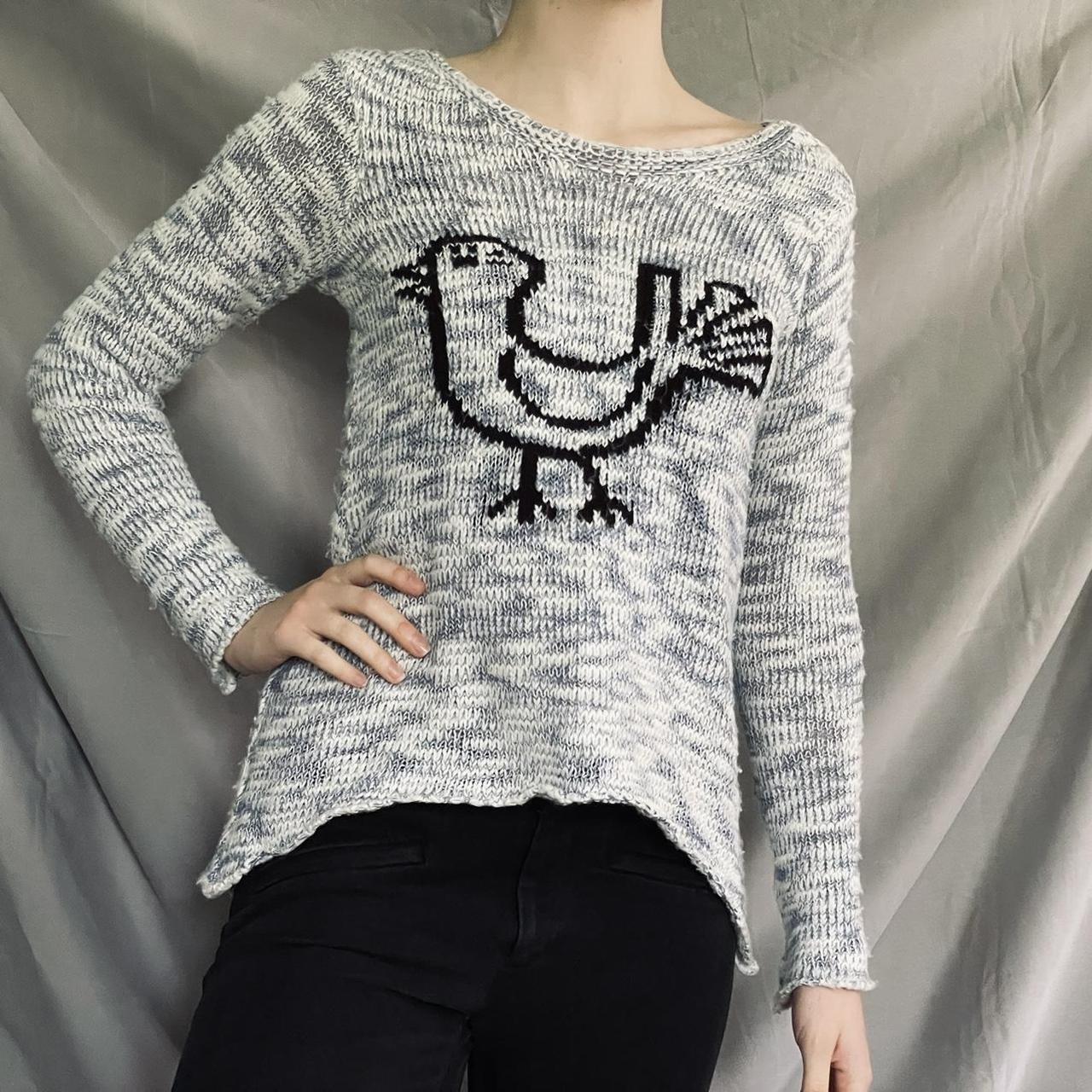 FINE-KNIT fitted jumper with chicken motif Super... - Depop